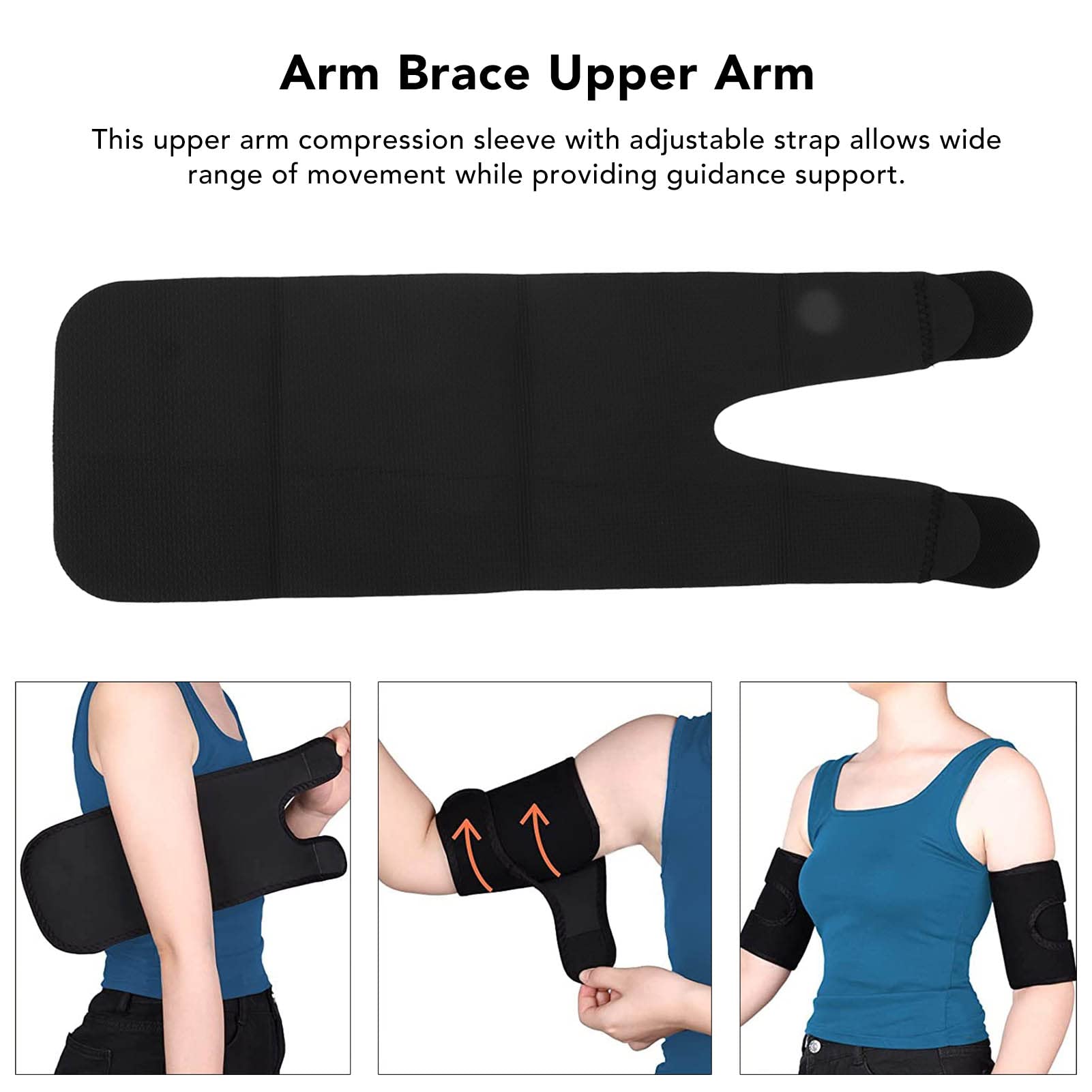 Arm Sleeve Upper Arm Trimmer, Biceps Compression Support Brace Adjustable Strap Arm Support, Sweat Arm Shaper Wrap Band for and Sports Workout