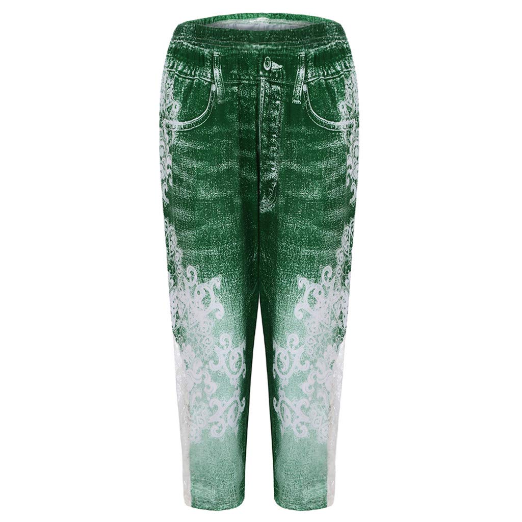 Womens Capri Yoga Pants High Waisted Tummy Control Plus Size Floral Graphic Tie Dye Athletic Leggings Green