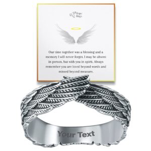 project hope rings – the guardian angel ring – handcrafted 925 sterling silver angel wing ring – tarnish-free & hypoallergenic – adjustable wrap around ring – thoughtful memorial gift idea for girls & women (sterling silver, adjustable)