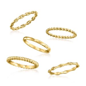 Ross-Simons 18kt Gold Over Sterling Jewelry Set: 5 Stackable Rings. Size 8