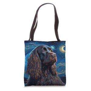 boykin spaniel in starry night painting dog mom dad tote bag