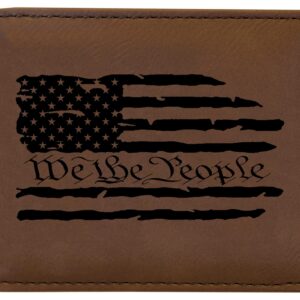 Rogue River Tactical USA American Flag We The People Constitution Men's Leather Bifold Wallet RFID Gift For Him Dad Father United States Billfold Patriotic