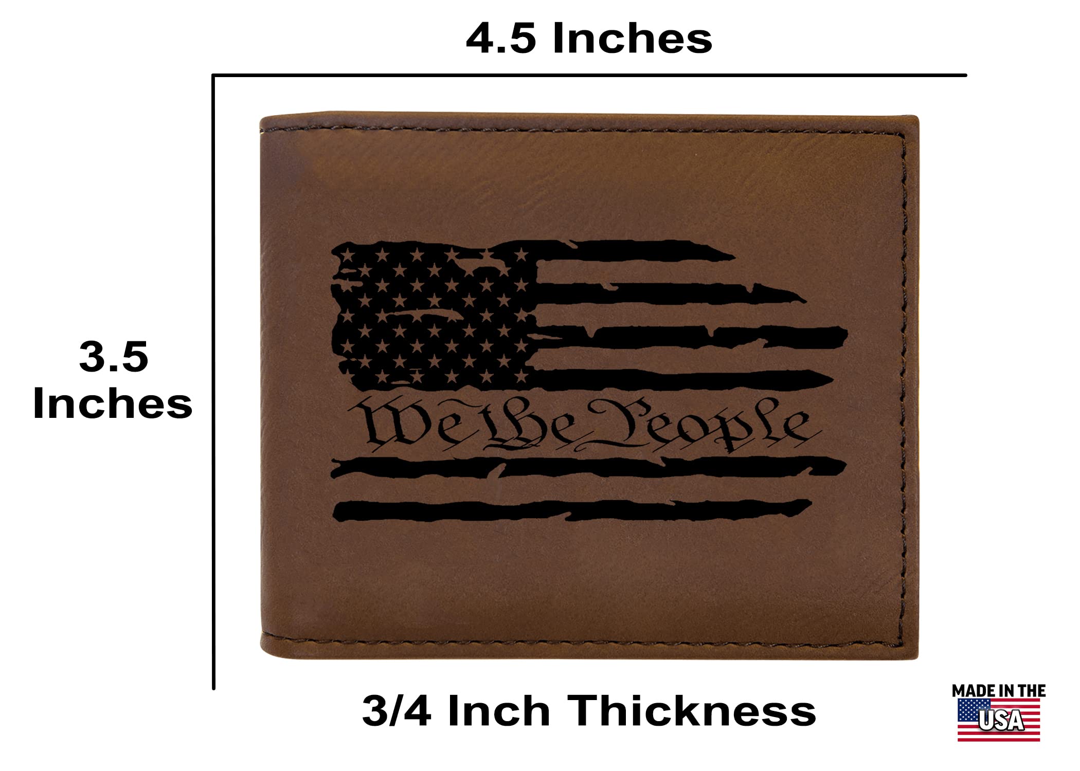 Rogue River Tactical USA American Flag We The People Constitution Men's Leather Bifold Wallet RFID Gift For Him Dad Father United States Billfold Patriotic