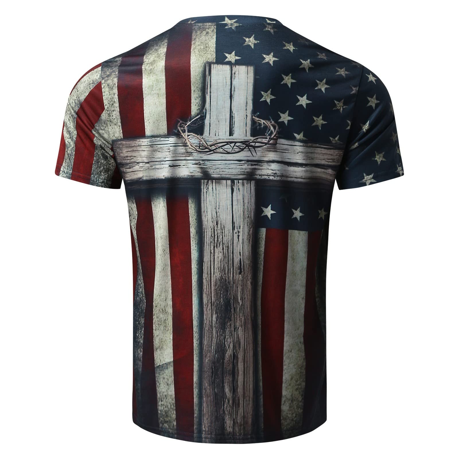 Mens Camo Ameican Flag Printed Pullover 2023 Novetly Tactical Independence Day Tees O-Neck Strechy Slim Fit T-Shirts