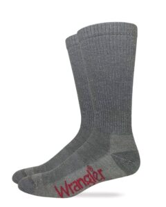 wrangler mens lightweight merino wool seamless toe crew socks 1 pair pack (grey)