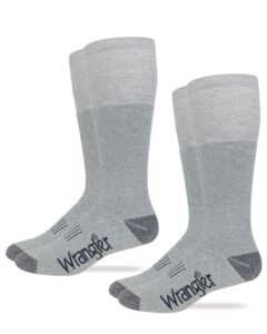 wrangler mens wellington cotton tall boot socks 2 pair pack (as1, alpha, x_l, regular, regular, grey)