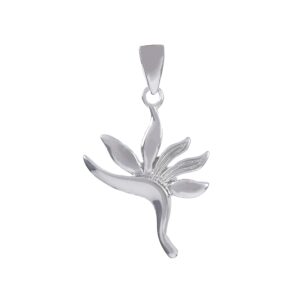 unique hawaiian bird of paradise necklace, sterling silver bird of paradise flower pendant, n2005a