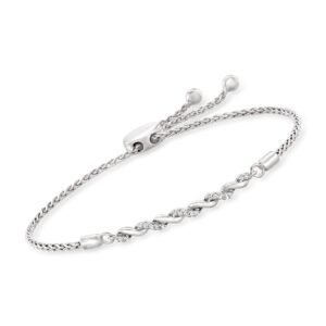 rs pure by ross-simons 0.10 ct. t.w. diamond twisted bolo bracelet in sterling silver