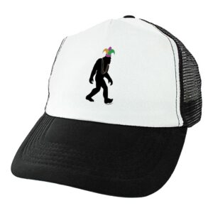 thiswear mardi gras party favors mardi gras sasquatch trucker hat black