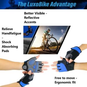 LuxoBike Cycling Gloves Mens Road Bike Gloves for Men-[5MM Gel Pad] Specialized Biking Gloves-[Ultra Breathable] Half Finger Road Bike Bicycle Gloves-[Silicone Antislip] for Cycling