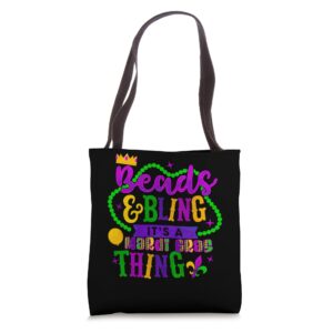 mardi gras beads and bling it's a mardi gras thing 2024 nola tote bag