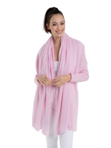 alashan cashmere 100% cashmere light weight travel wrap (beach pink)