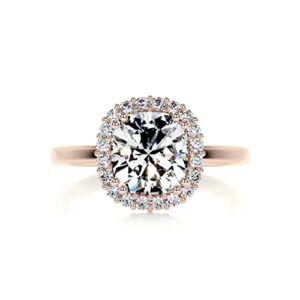 solid gold handmade engagement rings 2 ct cushion cut moissanite diamond halo bridal wedding rings for anniversary propose gift (18k solid rose gold)