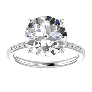 4 ct european colorless moissanite engagement ring 925 sterling silver, 10k 14k 18k solid gold wedding band eternity solitaire ring vintage antique, anniversary, promise gift her (cubic-zirconia)