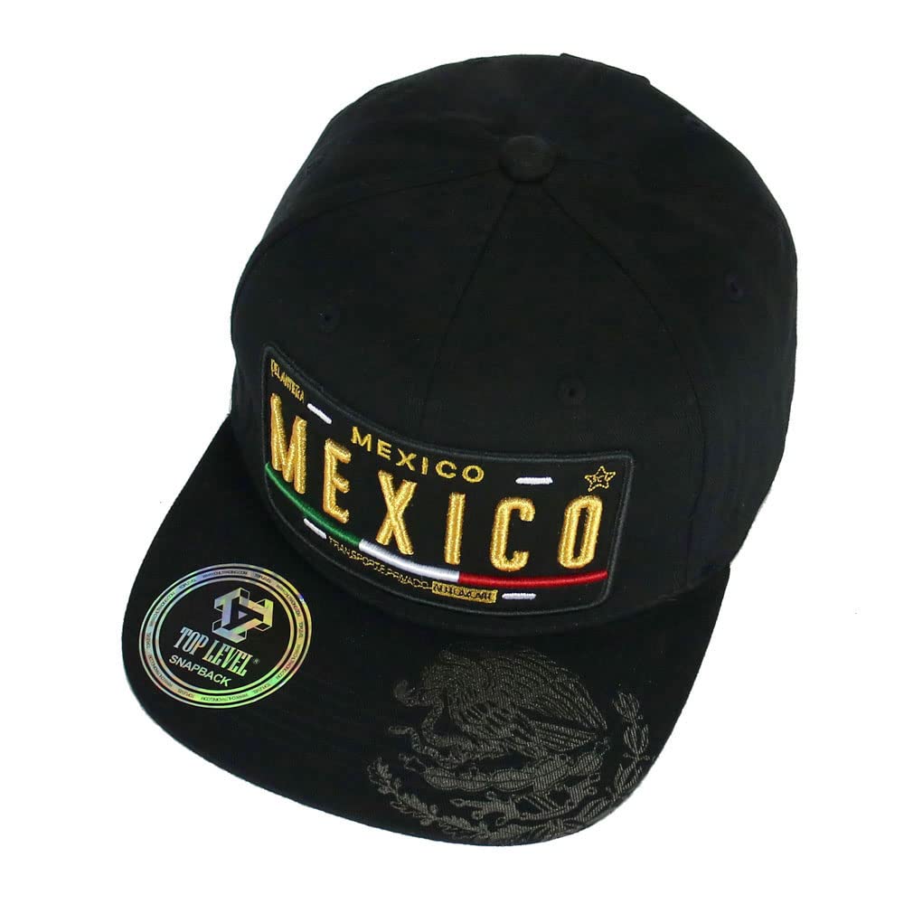 Mexican Hat Mexico States Auto License Plate Style Snapback Flat Bill Cotton Baseball Cap (Mexico - Gold)