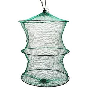 tpalpkt folding round nylon mesh metal frame crab fishing net bait trap cast tackle minnow crawdad shrimp fishing landing accessory