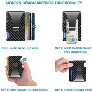 AZZS Carbon Fiber Minimalist Wallet for Men - RFID Blocking Credit Card Holder Metal Wallet- Money Clip Slim Front Pocket (Carbon Fiber)