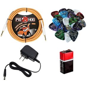 Orange Amps Crush Mini 3W Guitar Amp Combo Set with Power Adapter, Pig Hog Instrument Cable, 24x Guitar Picks, Battery & Liquid Audio Polishing Cloth - Portable Mini Amplifier, Guitar Amplifier