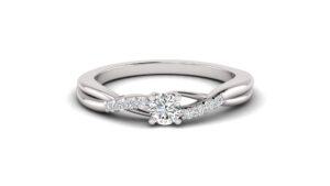 1/2 carat tw women's moissanite and natural diamonds engagement ring in 10k white gold, size 10