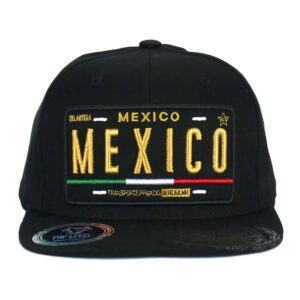 Mexican Hat Mexico States Auto License Plate Style Snapback Flat Bill Cotton Baseball Cap (Mexico - Gold)