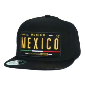 mexican hat mexico states auto license plate style snapback flat bill cotton baseball cap (mexico - gold)