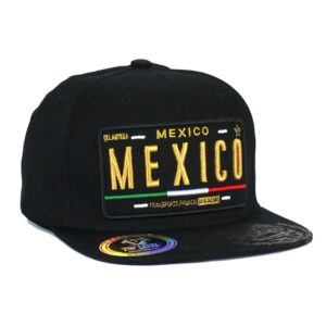 Mexican Hat Mexico States Auto License Plate Style Snapback Flat Bill Cotton Baseball Cap (Mexico - Gold)