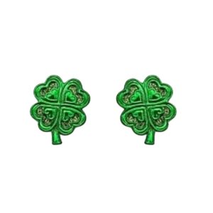 betsey johnson luck of the irish green & gold four leaf clover stud earrings