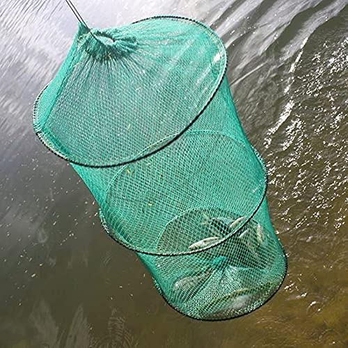 TPALPKT Folding Round Nylon Mesh Metal Frame Crab Fishing Net Bait Trap Cast Tackle Minnow Crawdad Shrimp Fishing Landing Accessory