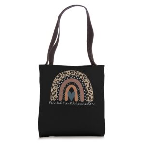 cute leopard boho rainbow for mental health counselor squad tote bag