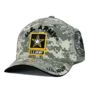 us army hat army embroidery military official licensed adjustable baseball cap (acu - star logo)