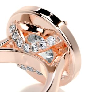 Solid Gold Handmade Engagement Rings 3 CT Round Cut Moissanite Diamond Halo Bridal Wedding Rings for Anniversary Propose Gift (10K Solid Rose Gold)