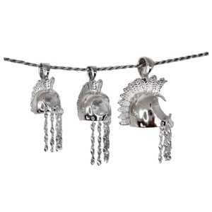 zero gravity hawaii hawaiian jewelry solid sterling silver makaki'i ikaika warrior helmet (small)