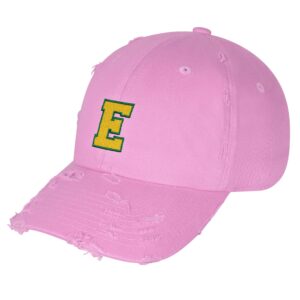 jpak initial e college letter vintage dad hat frayed embroidered cap yellow alphabet