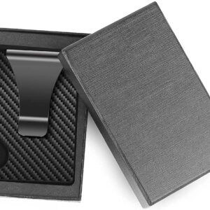 AZZS Carbon Fiber Minimalist Wallet for Men - RFID Blocking Credit Card Holder Metal Wallet- Money Clip Slim Front Pocket (Carbon Fiber)