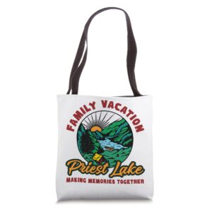 fishing camping lake family vacation priest lake tote bag