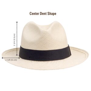 Bigalli Puerto Cayo Original Panama Hat for Women Men Summer & Beach Hat, Center Dent Shape with Grosgrain Ribbon, Toquilla Straw Grade 3 | UV Protection SPF 30 | Sun Fedora Hats | Natural X Large