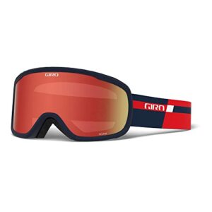 giro roam ski goggles - snowboard goggles for men, women & youth - red midnight podium strap with amber scarlet/yellow lenses