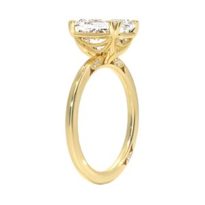 2 CT Emerald Cut Engagement Rings for Her Moissanite Rings Solitaire Proposal Gift Her 925 Silver 10K/14K/18K Solid Gold Bridal Rings (10K Solid Yellow Gold)