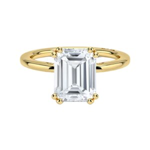 2 ct emerald cut engagement rings for her moissanite rings solitaire proposal gift her 925 silver 10k/14k/18k solid gold bridal rings (10k solid yellow gold)