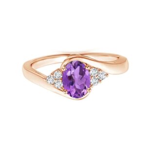 vagmine jewel oval 1.00 ctw amethyst gemstone solitaire accents 925 sterling silver women promise ring (rose plated, 8)