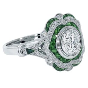 divine creation 2.60 ctw round cut simulated diamond & emerald wedding engagement halo bridal ring 14k white gold finish 925 sterling silver (8)