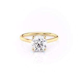 6.50mm moissanite engagement wedding ring for women classic 4-prong engagement ring graduated side stones promise bridal ring hidden halo ring 925 silver bridal sets wedding rings customized ring for her (yellow, 3)