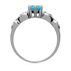 Silvershake Genuine Paraiba Neon Blue Topaz White Gold Plated 925 Sterling Silver Engagement Gemstone Ring for Women Size 8.5