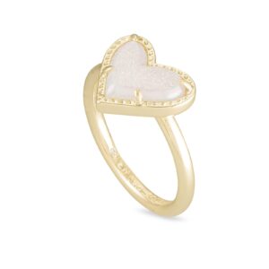 Kendra Scott Ari Heart Band Ring in 14k Gold-Plated Brass, Iridescent Drusy, Fashion Jewelry for Women, Size 10