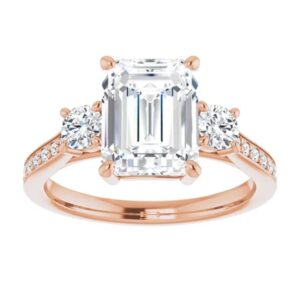 925 silver,10k/14k/18k solid rose gold handmade engagement ring 2 ct emerald cut moissanite diamond solitaire wedding/gorgeous gifts for/her wife ring