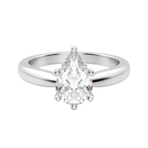 gemone diamonds moissanite engagement ring in solid 14k white gold & 925 sterling silver 2 ct pear cut solitaire women's ring wedding ring anniversary ring gift (white gold, 12.5)