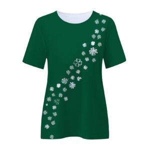 CGGMVCG Womens St Patricks Day Shirt Women's Casual Printed Short-Sleeve T-Shirt Top Green Shirts for Women, Z02 Green, XXL