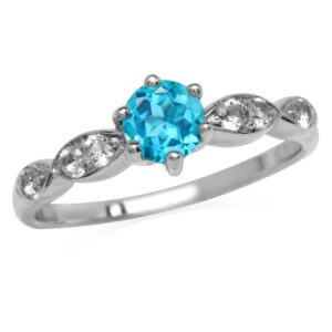 silvershake genuine paraiba neon blue topaz white gold plated 925 sterling silver engagement gemstone ring for women size 8.5