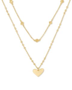 kendra scott ari heart multistrand necklace in 14k gold-plated brass, fashion jewelry for women