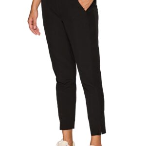 RBX Women's Quick Drying Woven Ankle Pant with Pockets Ribbed Side Jet Black L